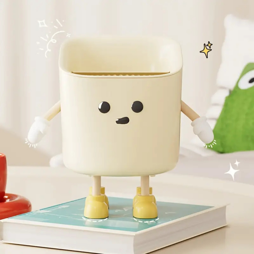 HOMERO Multi-Use Desktop Trash Can with Cute Legs and Hands with Detac