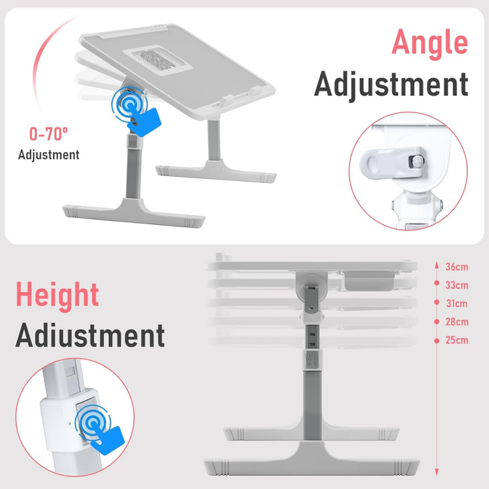 Homero Premium Foldable Bed Table Adjustable Height Multifunction Tabl