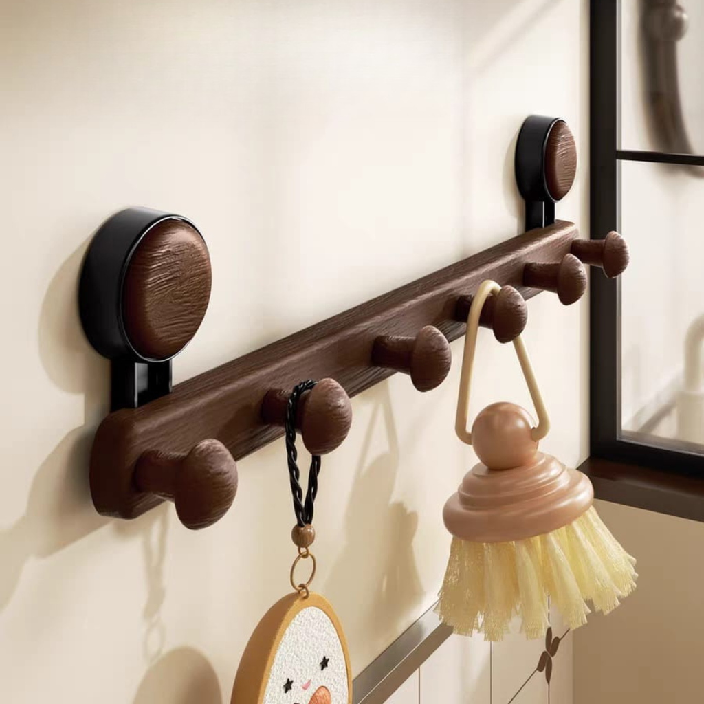 Multi-Utility Space Saver Solid Wood Wall Hook Rack