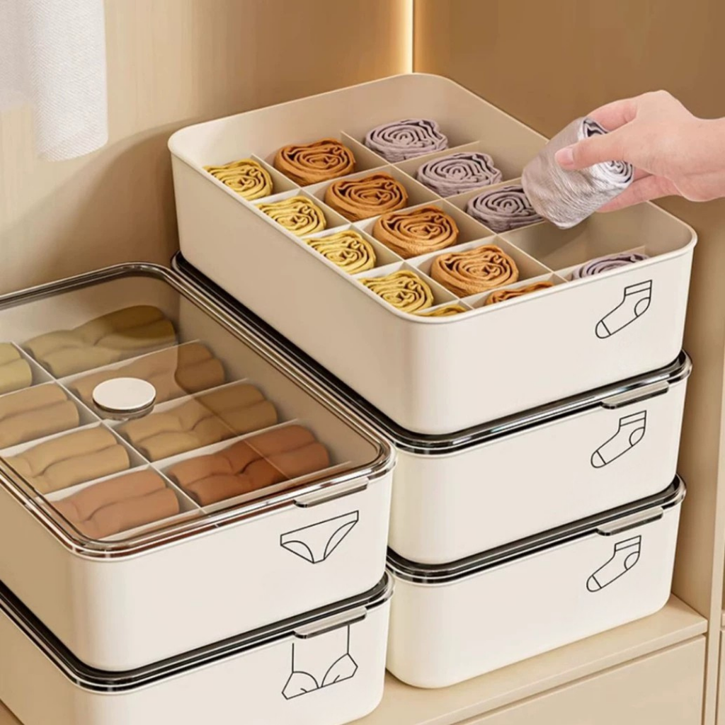Smart Compartment Airtight Stackable Multipurpose Cloth Storage Organi