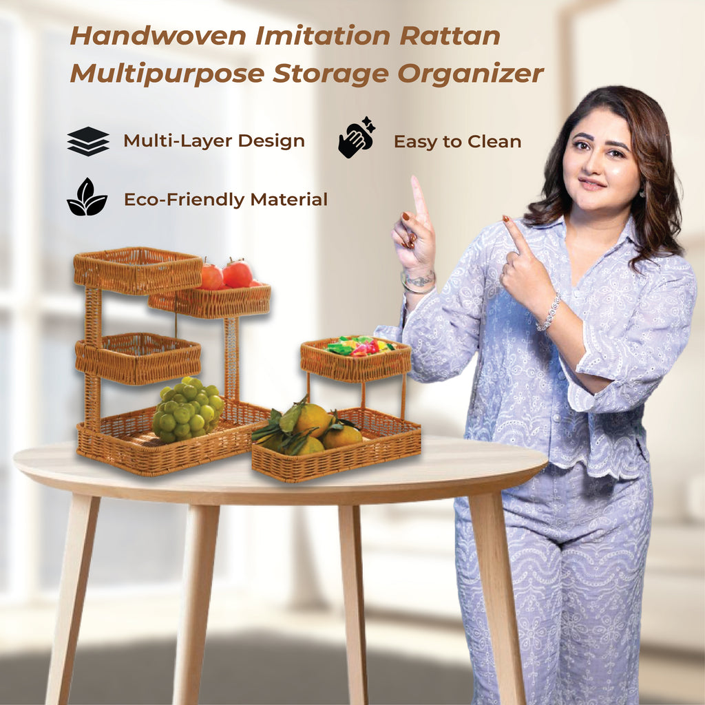 Handwoven Imitation Rattan Multipurpose Storage Organizer