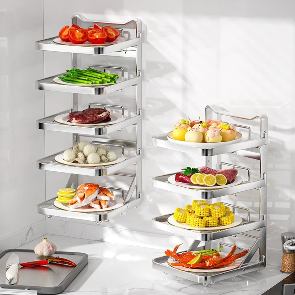 Smart Foldable Stainless Steel Multi Layer Food Prep Plate Rack