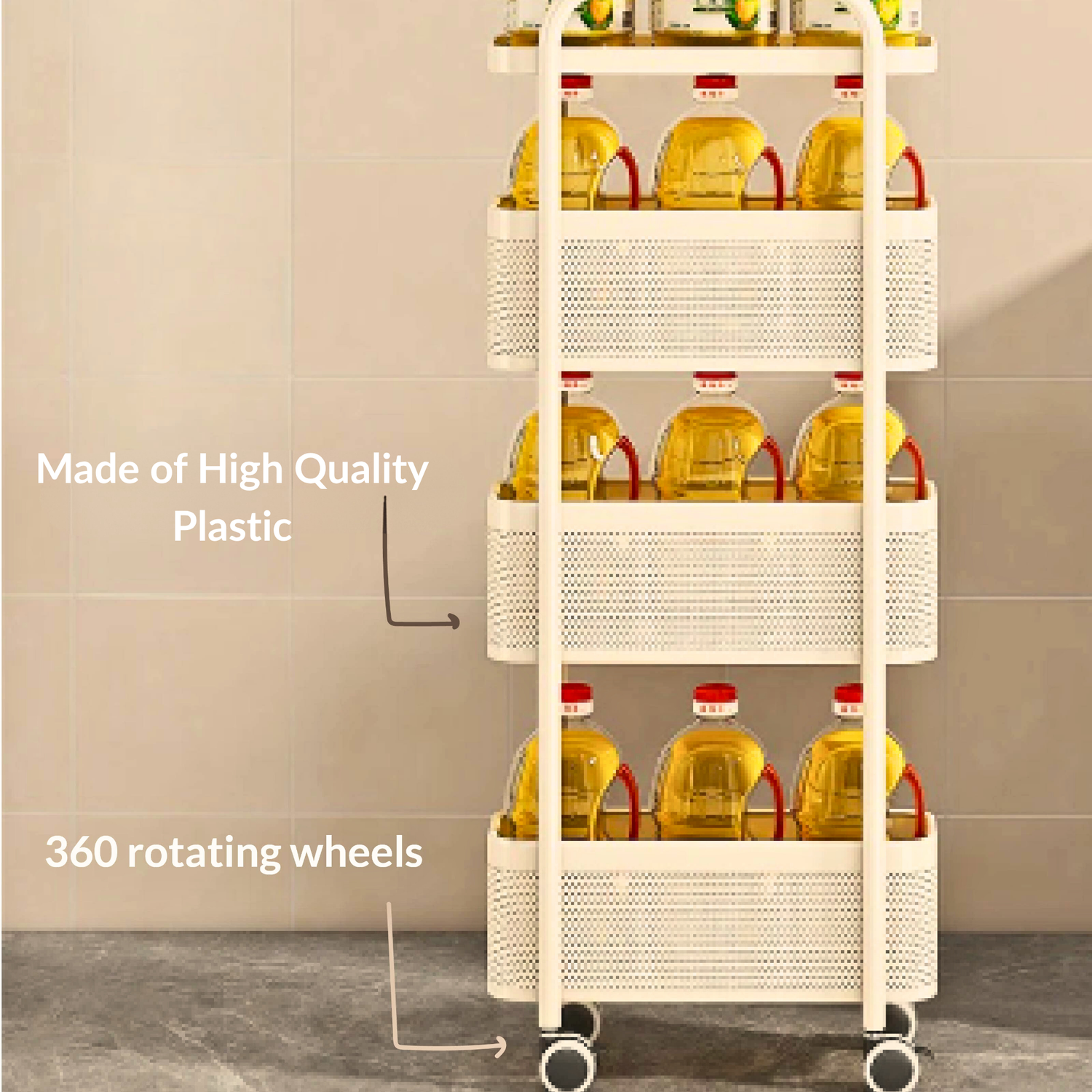 Homero Multipurpose 4-Layer High Quality Plastic Narrow Gap Storage Tr