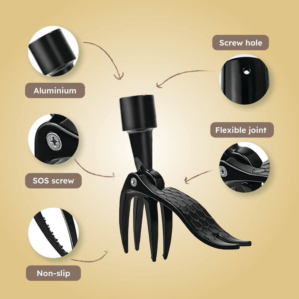 HOMERO Long Handle Steel Weeding Tool with Efficient 4-Claw Design