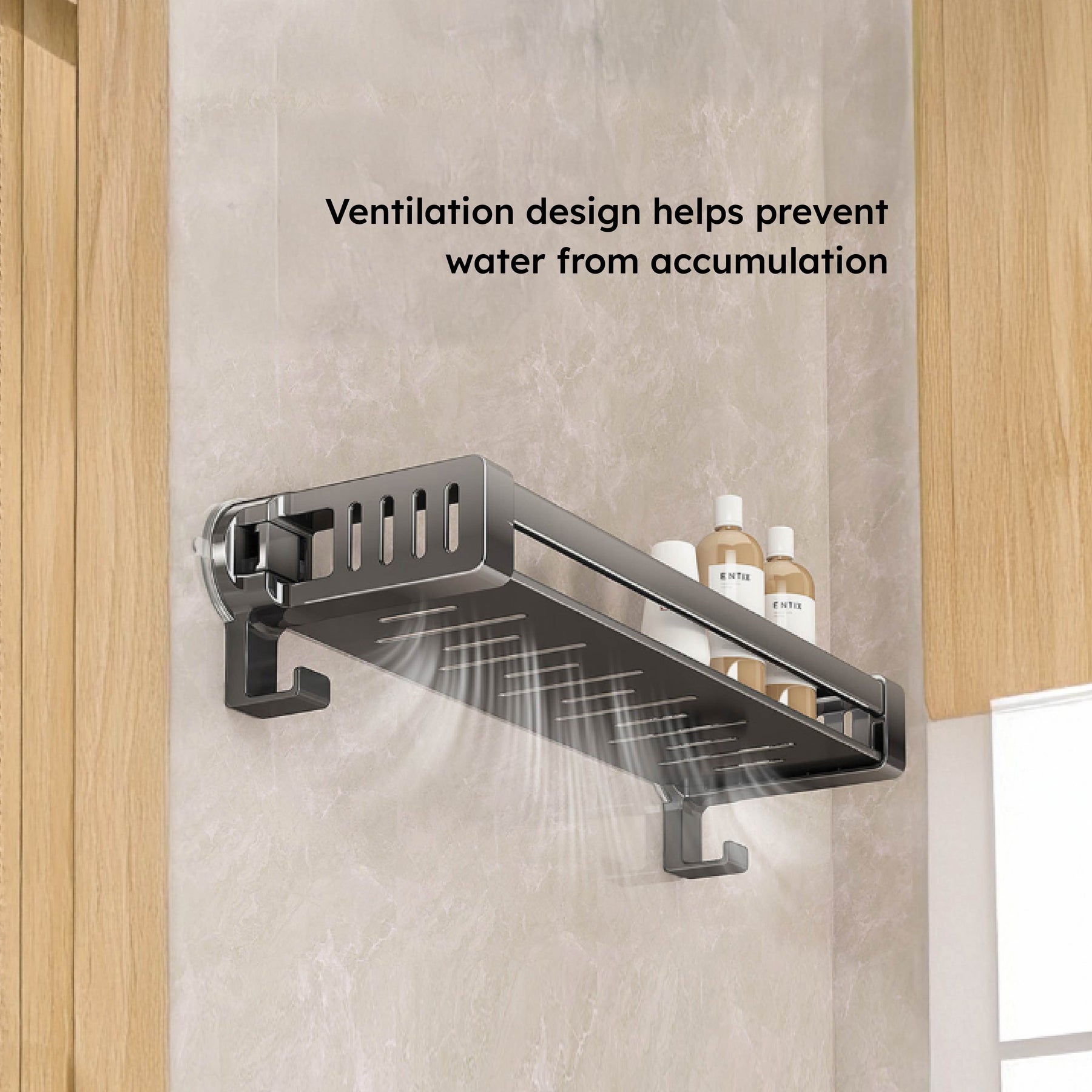 Homero Suction Cup Wall Mounted Kitchen Rack with Hook